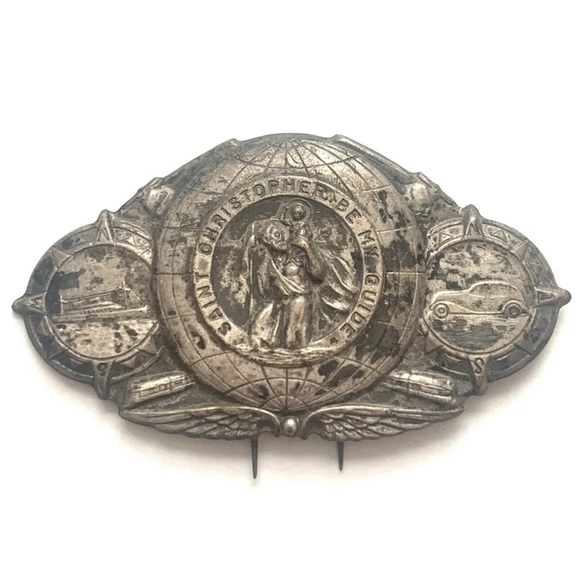 Other | Vintage Saint Christopher Be My Guide Large Visor Pin Clip 25 ...